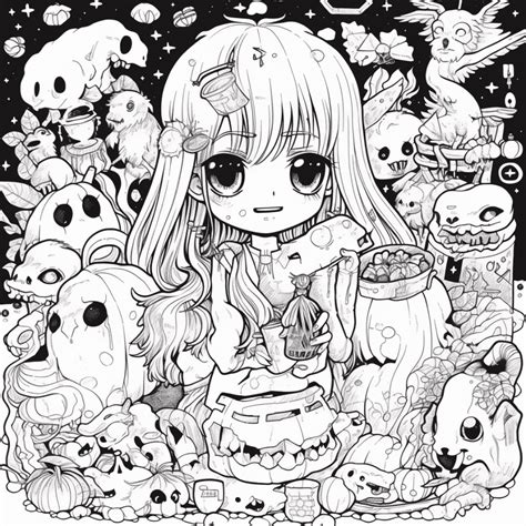 476 Free Adult Coloring Pages Dark Fantasy Anime Kawaii Print