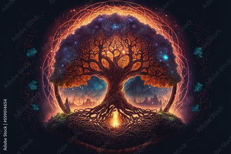 Tree Of Life Yggdrasil Norse Mythology Center Of Universe Magical Divine Tree Of Immortality