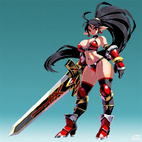 Mabius Original Highres 1girl Bikini Black Gloves Black Hair Black Thighhighs Breasts