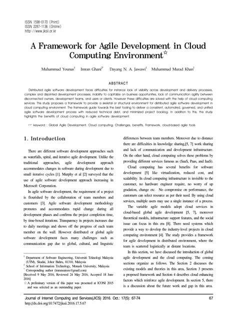 Pdf A Framework For Agile Development In Cloud Computing Environment