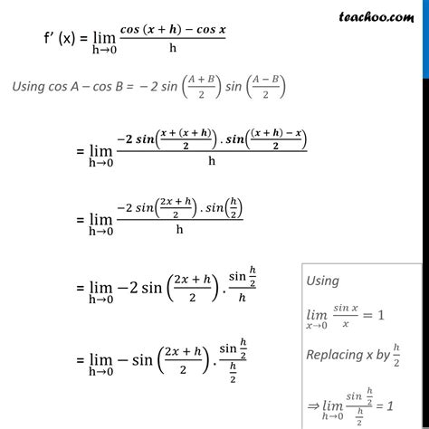 Derivative Of Cos X 1 By First Principle At Kimberly Borges Blog