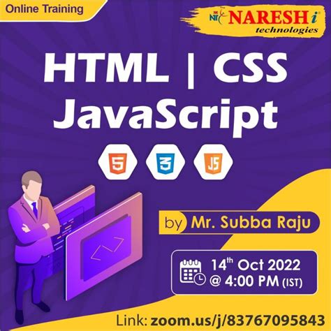 Naresh It On Linkedin Html Css Javascript Online Training Course Education Learning