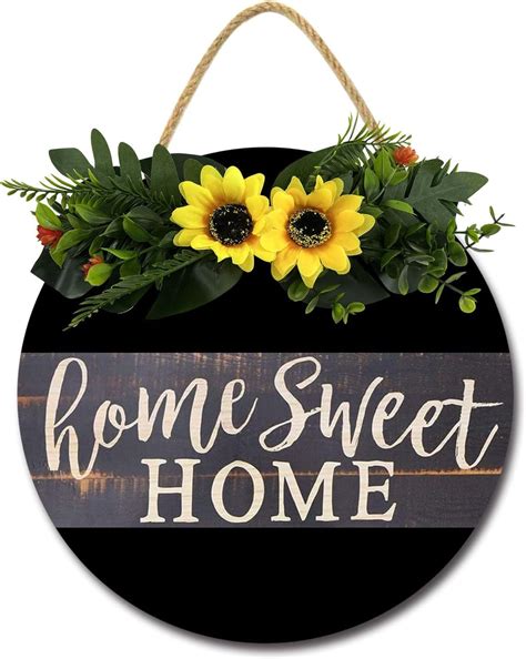 Fsdva Home Sweet Home Sign For Front Door Rustic Round