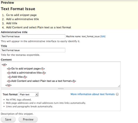 Applied Text Format Is Not Considered Drupal Org