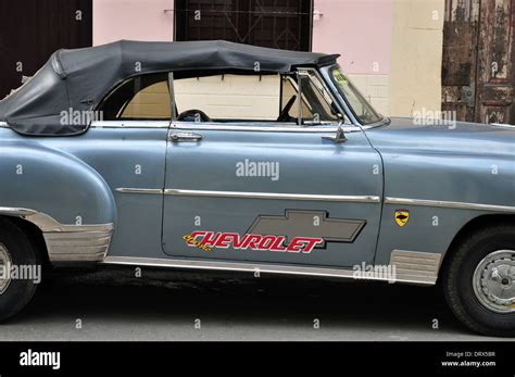 Havana Cuba Classic Chevrolet Car On The Street Of The City Stock