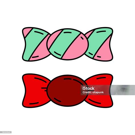 컬러 과자 사탕 사탕 설탕 디저트 아이콘 세트 생일 축하해요 파티 축 하 휴일 이벤트 카니발 요소 아이콘 벡터 선형 설계 일러스트 빈티지 개체입니다 축 하 기호입니다