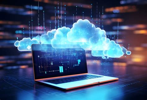 Cloud Storage Computer Cloud Storage Linking Computer Data Center Stock Illustration