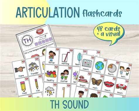 Printable Th Sound Articulation Flashcards Speech Therapy Picture