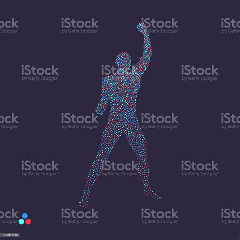 리더십 개념입니다 서 있는 남자 팔을 가진 인간 사람의 그림자는 점선된입니다 벡터 일러스트입니다 1에 대한 스톡 벡터 아트 및 기타 이미지 Istock