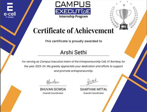 Internshipsuccess Entrepreneurship Iitb Ecell Internship Arshi K Sethi
