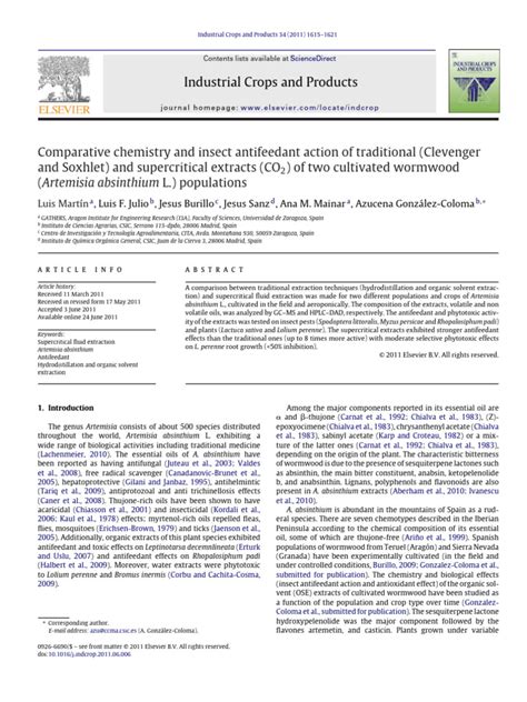 Comparative Chemistry And Insect Antifeedant Action Of Traditional Clevenger And Soxhlet And