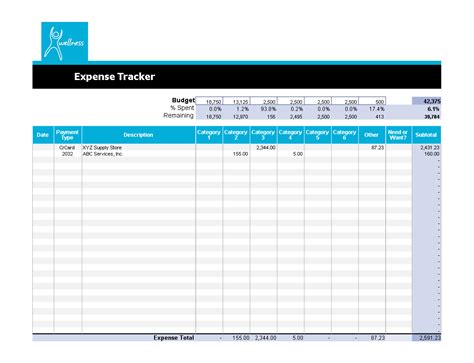 Expense Tracking Excel Template