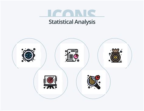 Statistical Analysis Line Filled Icon Pack 5 Icon Design Growth
