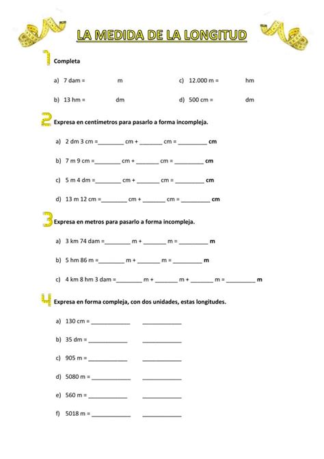 Ejercicio Interactivo De La Medida De La Longitud Conversiones De