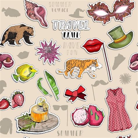 Premium Vector Seamless Pattern With Various Colorful Objects