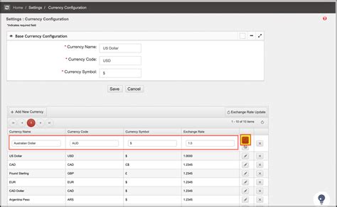 Currency Configuration