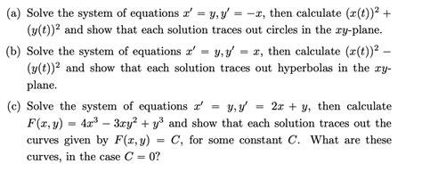 Solved A Solve The System Of Equations X Y Y X Then Chegg Com