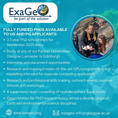 By Equipping Researchers With Cutting Edge Computational Skills The Exageo Phd Programme Will