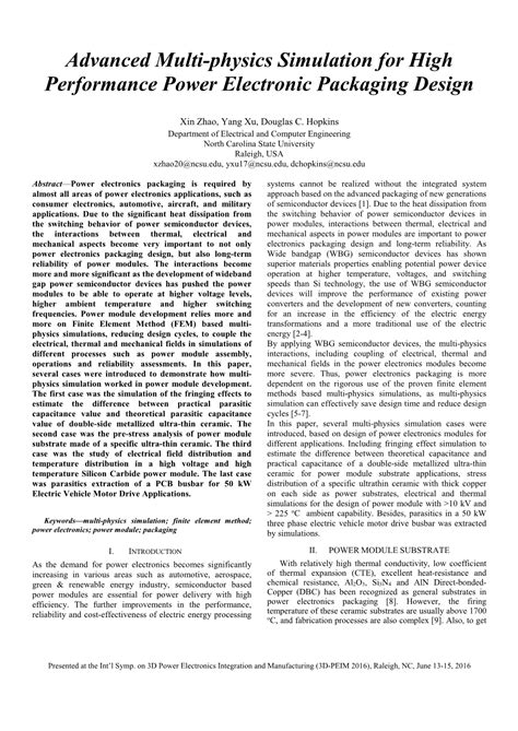 Advanced Multi Physics Simulation For High Performance Power Electronic Packaging Design Docslib