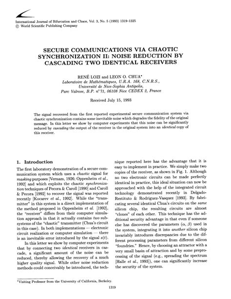 Pdf Secure Communications Via Chaotic Synchronization Ii Noise