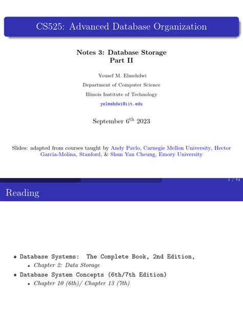Notes 03 Database Storage Ii Pdf Databases Integer Computer Science