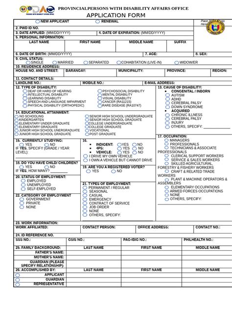 Pwd Application Form Pdf Disability Employment Pwd Application Form Pdf Disability Employment