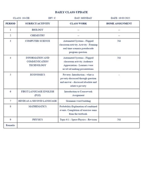 10 Cie Class Update For March 10 2025 Pdf