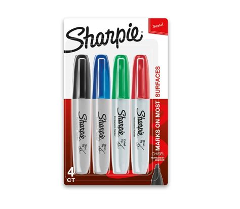 Sharpie Chisel Tip Permanent Markers Assorted Colors 4 Count School Cart