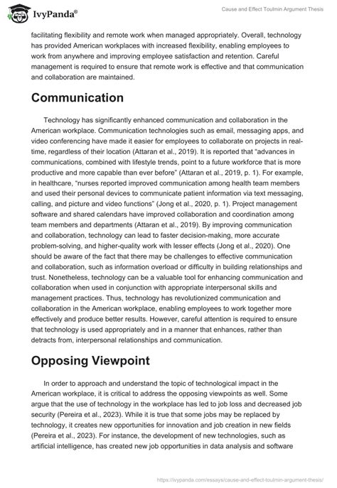 Cause And Effect Toulmin Argument Thesis Words Essay Example