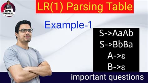 Lr1 Parsing Table Example 1 Importantquestions Youtube