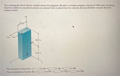 solved the rectangular block shown rotates about the