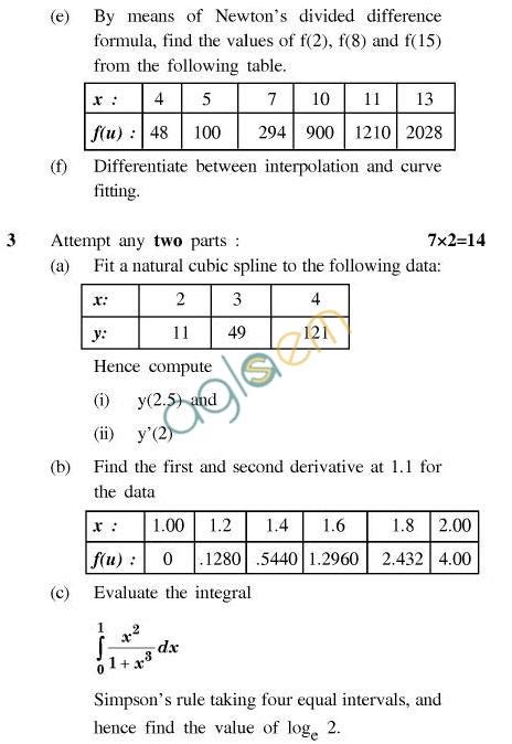 AKTU B Tech Question Paper CS 406 Computer Based Numerical