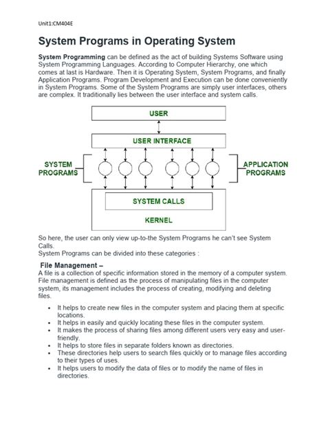 Unit1 System Programs In Operating System Pdf Computer File Operating System