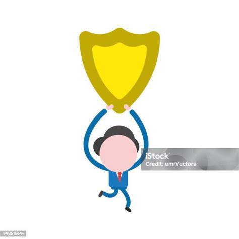 벡터 일러스트 레이 션 사업가 문자 방패 가드를 누른 실행 0명에 대한 스톡 벡터 아트 및 기타 이미지 0명 개념 개념 기호 Istock