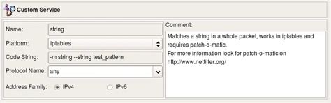 using custom service object in firewall builder