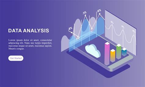 Premium Vector Data Analysis Isometric Website Landing Page