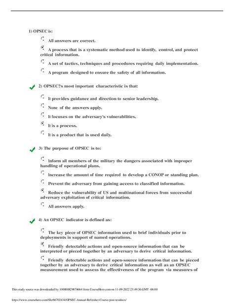 Opsec Annual Refresher Course Post Test Latest Update Scholarfriends