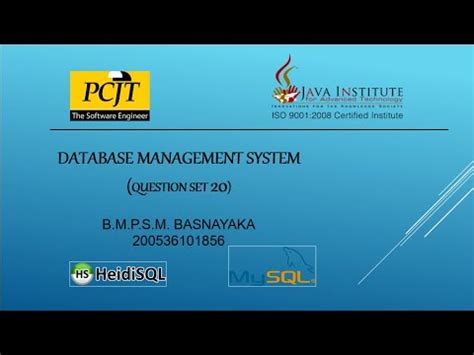 Question Set Database Management System Java Institute YouTube