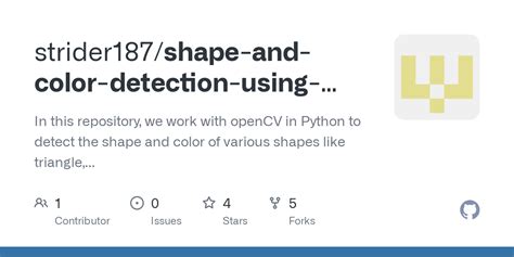 Issues · Strider187shape And Color Detection Using Opencv · Github