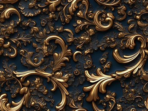 Seamless Barocco Scrollwork Pattern Venzel And Whorl Royal Vintage Victorian Gothic Rococo Gold