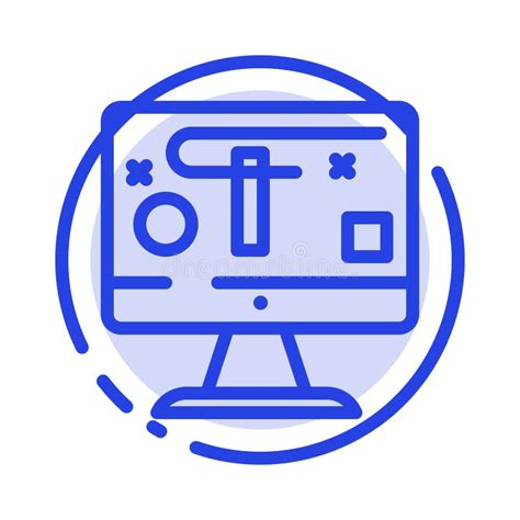 Computer Design Display Graphics Blue Dotted Line Line Icon Stock