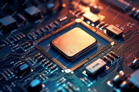 Premium Photo Microscopic Focus On Computer Processor Within The Motherboard