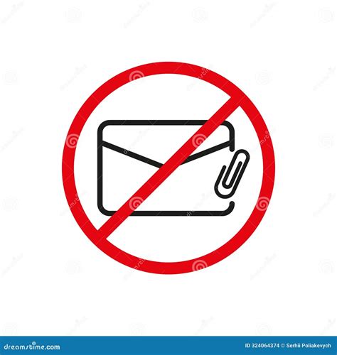 No Email Attachment Icon Red Prohibition Symbol Envelope With Clip