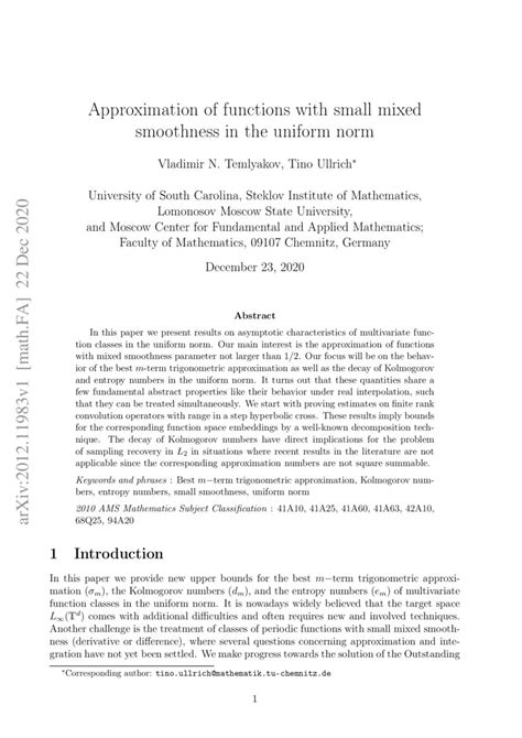 Approximation Of Functions With Small Mixed Smoothness In The Uniform