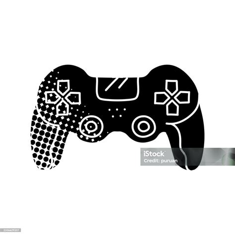 Game Controller Black Hand Drawn Icon In Halftone Texture Style Stock Illustration Download