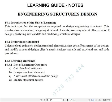 Engineering Structures Design Learning Guide Pdf Notes Tvet Cdacc Level 6 Cbet Pdf Notes