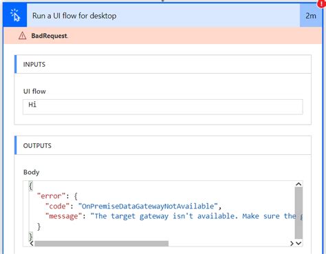如果桌面流失败并出现网关错误，网关或计算机处于脱机状态 Power Automate Microsoft Learn