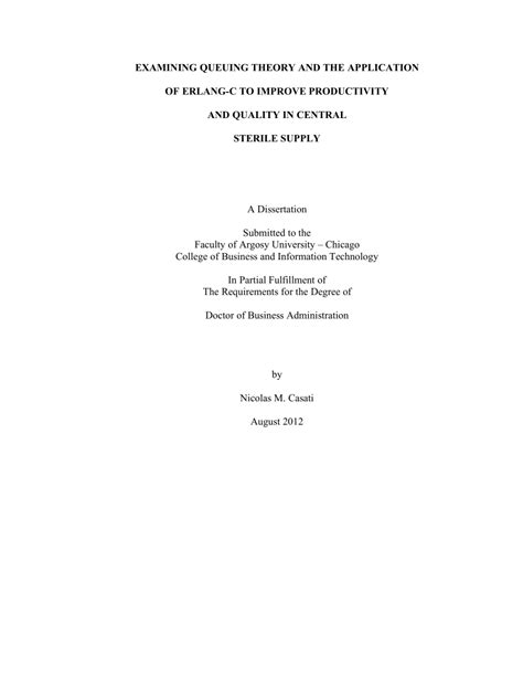 Pdf Examining Queuing Theory And The Application Of Erlang C To