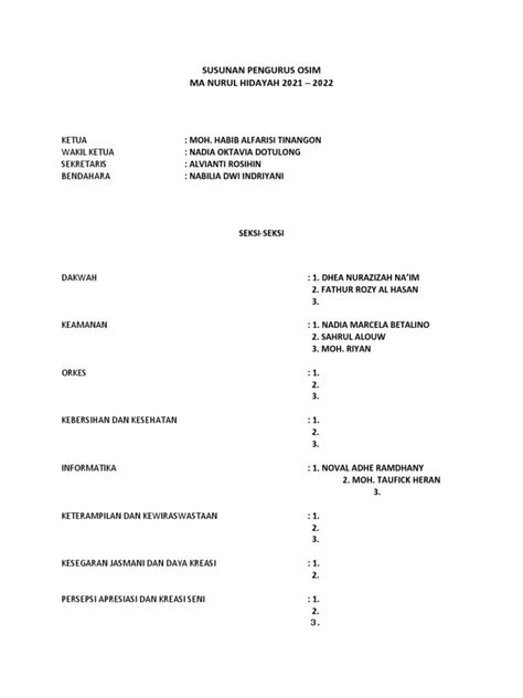 Susunan Pengurus Osim Pdf
