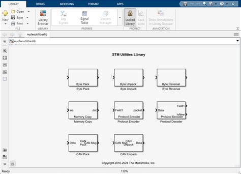 open block library for the simulink coder support package for